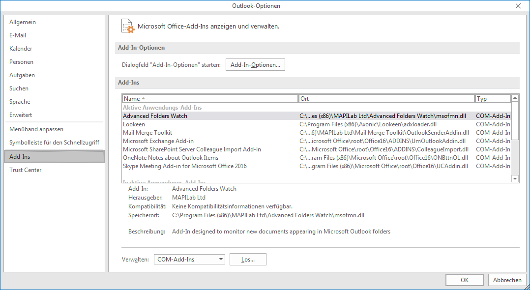 Verwaltung von Outlook Add-Ins – Einführung › Outlook › Mailhilfe.de